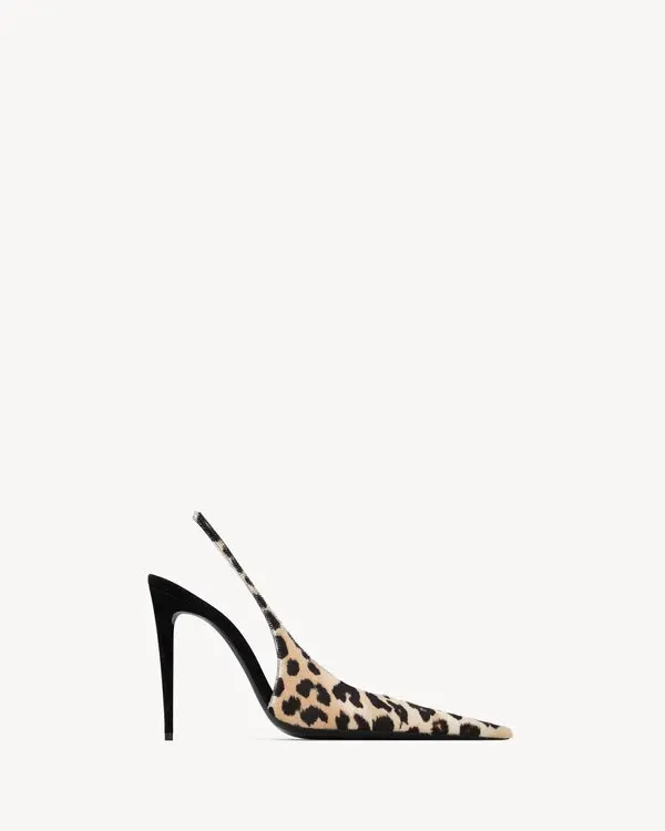 Saint Laurent Guermantes Slingback Pumps In Pony-hair Leather - Leopard