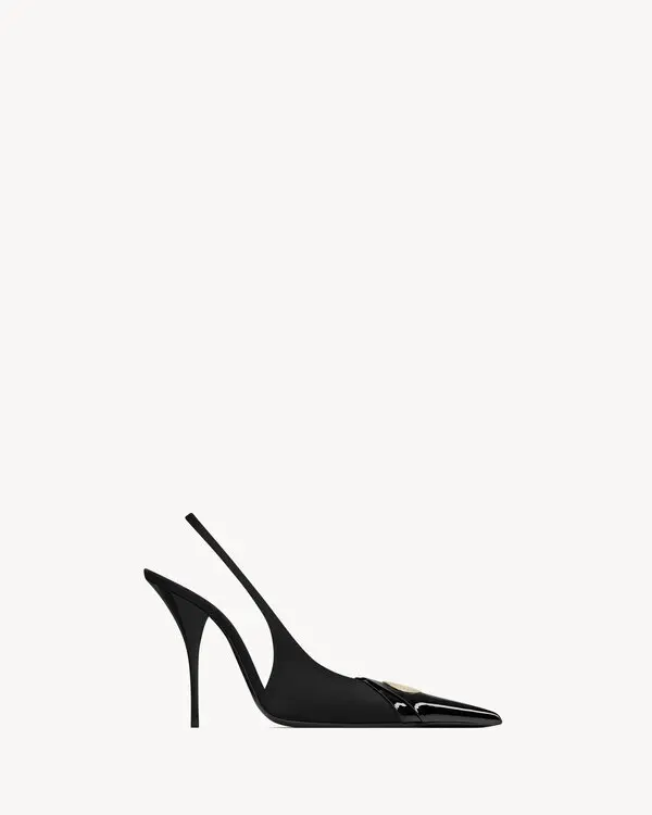 Saint Laurent Patent Leather And Satin Slingback Pumps