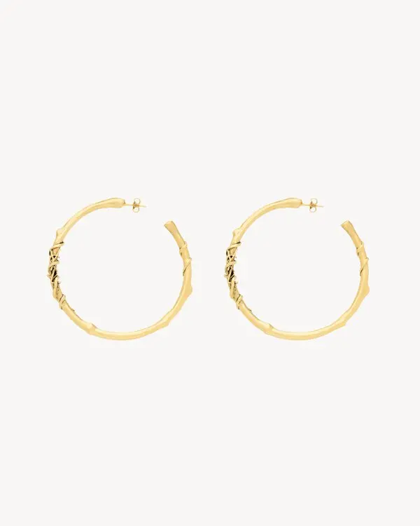 Saint Laurent Cassandre Mulberry Hoop Earrings - Patinated Gold