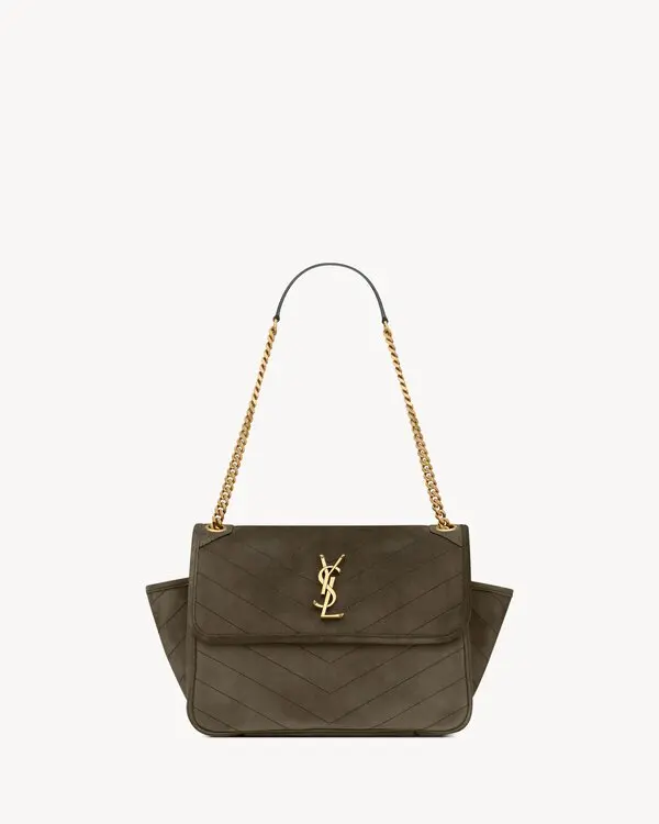 Saint Laurent Niki Tripouch Suede Bag - Light Musk