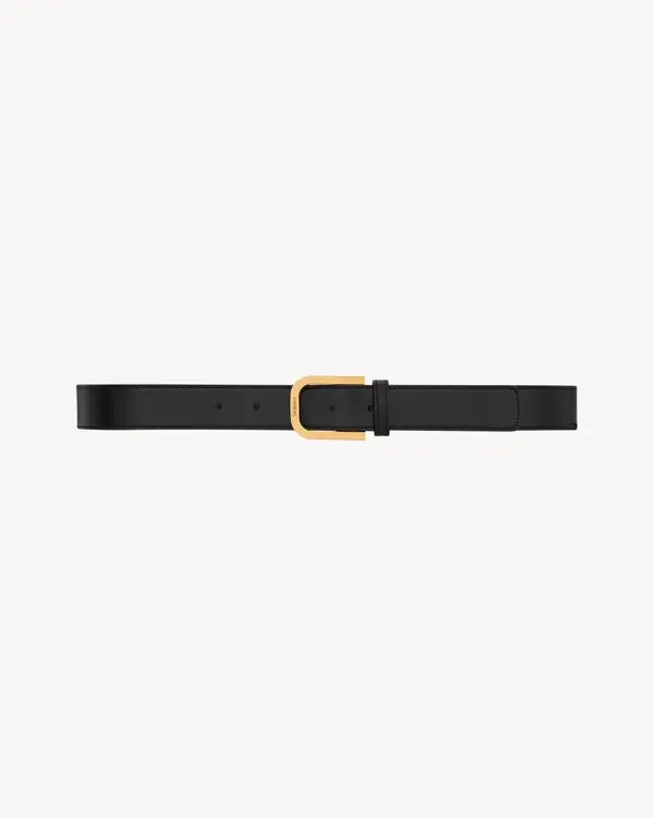 Saint Laurent Minimal Belt In Smooth Leather - Black