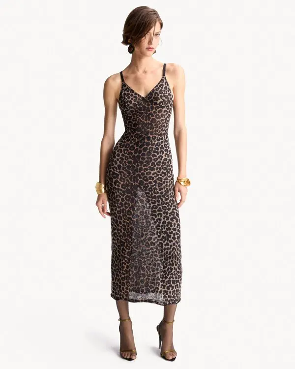Saint Laurent Print Tulle Slip Dress