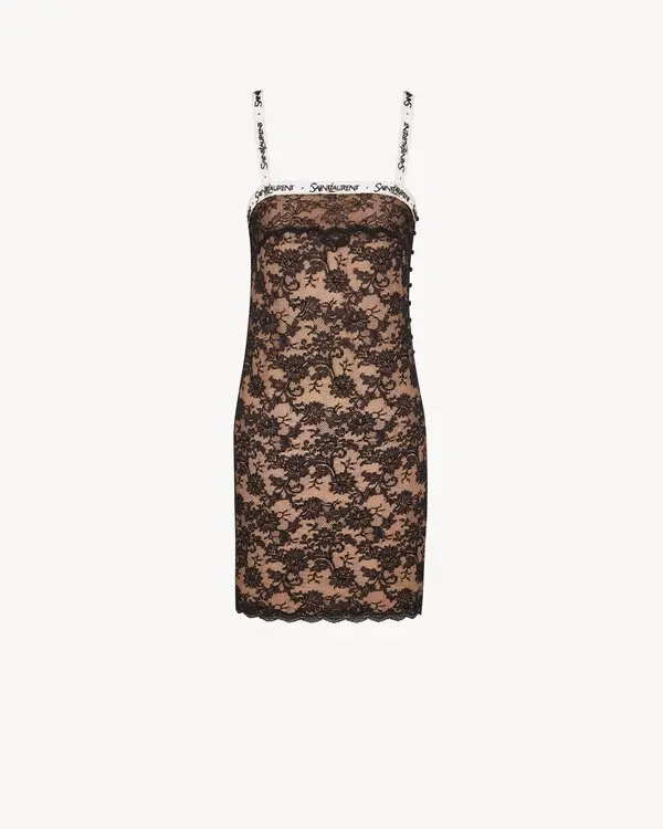 Saint Laurent Lace Slip Dress - Noir