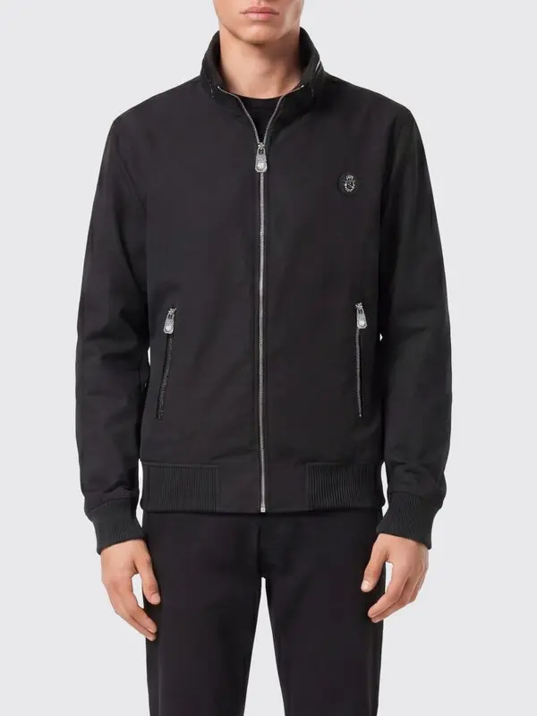 BILLIONAIRE Cotton Bomber Jacket With Python Leather Inserts - Black