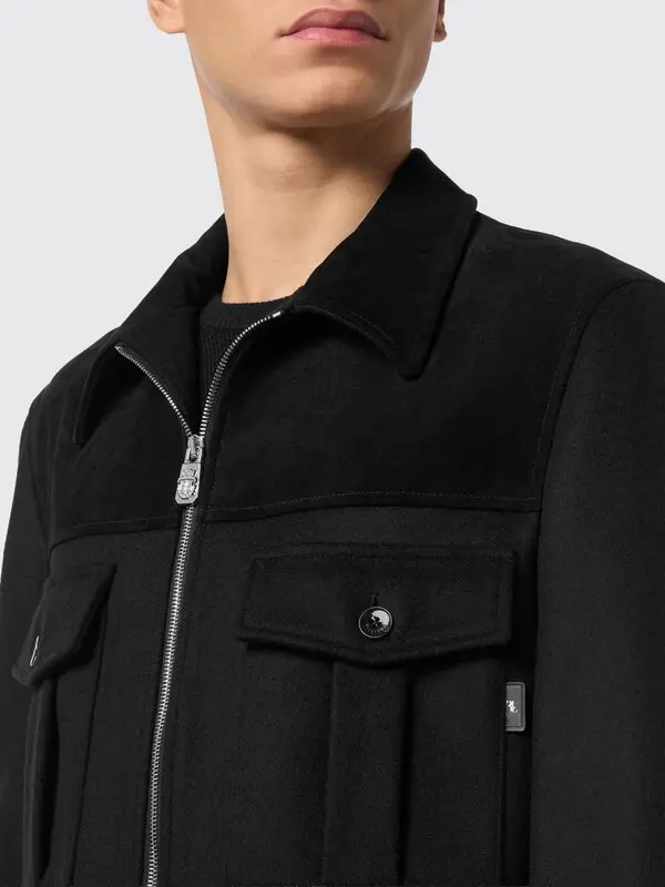 BILLIONAIRE Zip-up Utility Jacket - Black