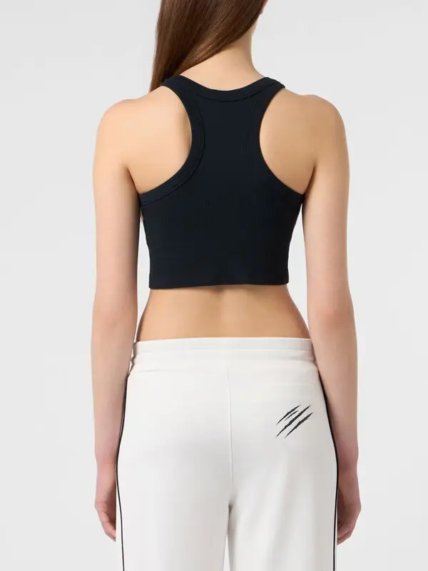 PLEIN SPORT Technical Stretch Cropped Racerback Top