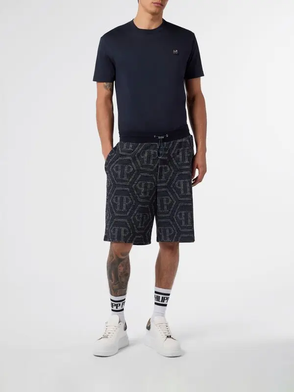 Philipp Plein Jacquard Monogram Jogging Shorts - Navy