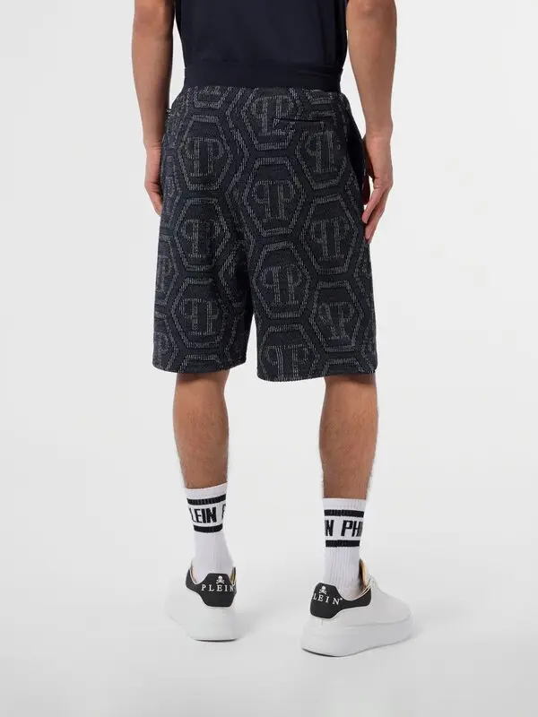 Philipp Plein Jacquard Monogram Jogging Shorts - Navy