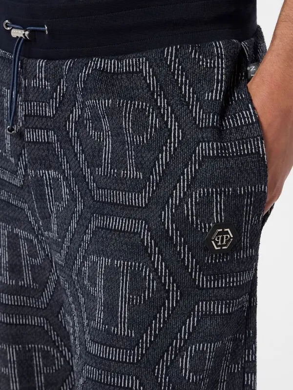 Philipp Plein Jacquard Monogram Jogging Shorts - Navy