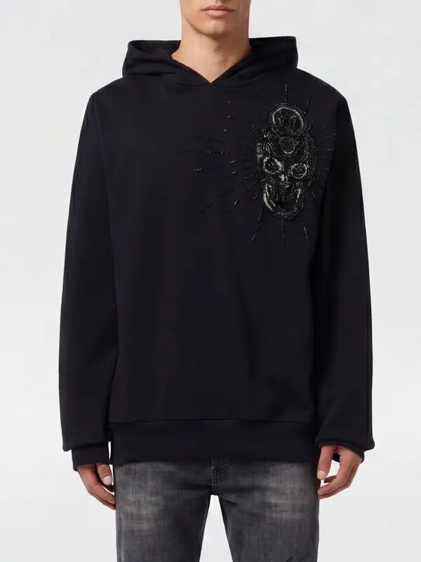 Philipp Plein Embellished Skull Hooded Sweatshirt - Black