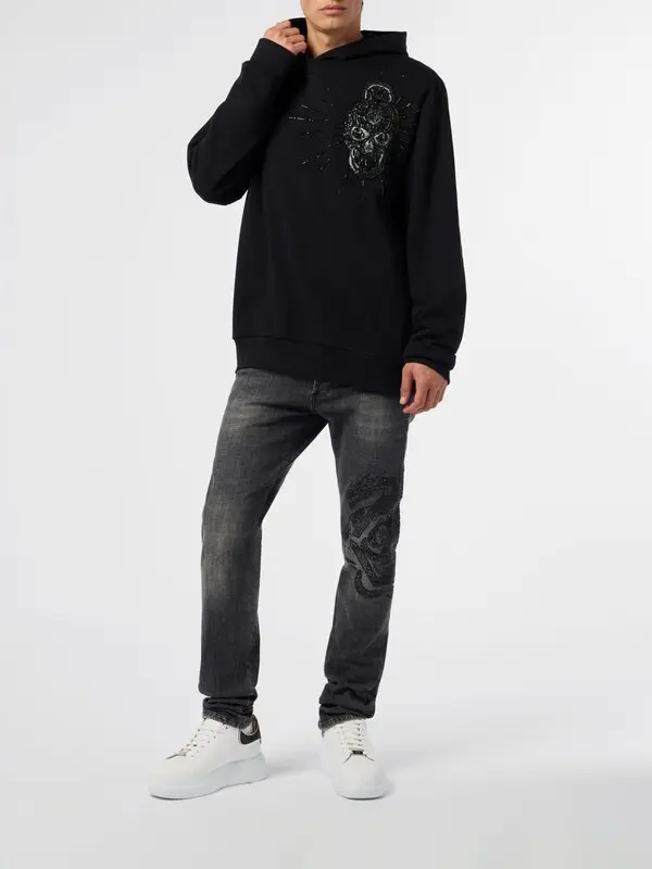 Philipp Plein Embellished Skull Hooded Sweatshirt