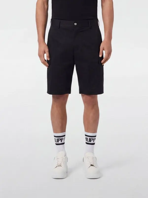 Philipp Plein Stretch Cotton Chino Shorts - Black
