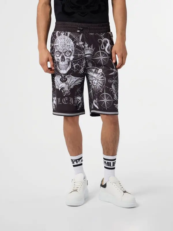 Philipp Plein Graphic Print Mesh Jogging Shorts