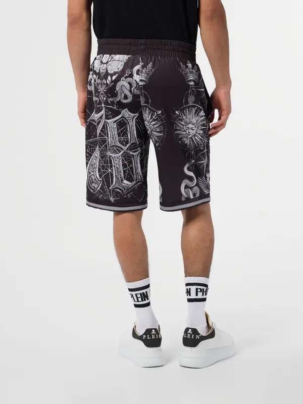 Philipp Plein Graphic Print Mesh Jogging Shorts