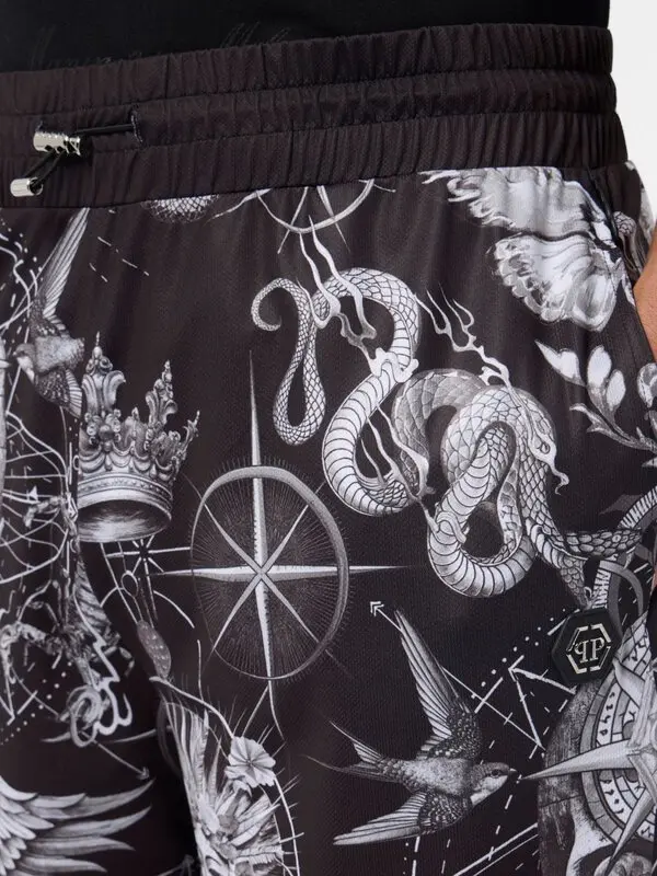 Philipp Plein Graphic Print Mesh Jogging Shorts