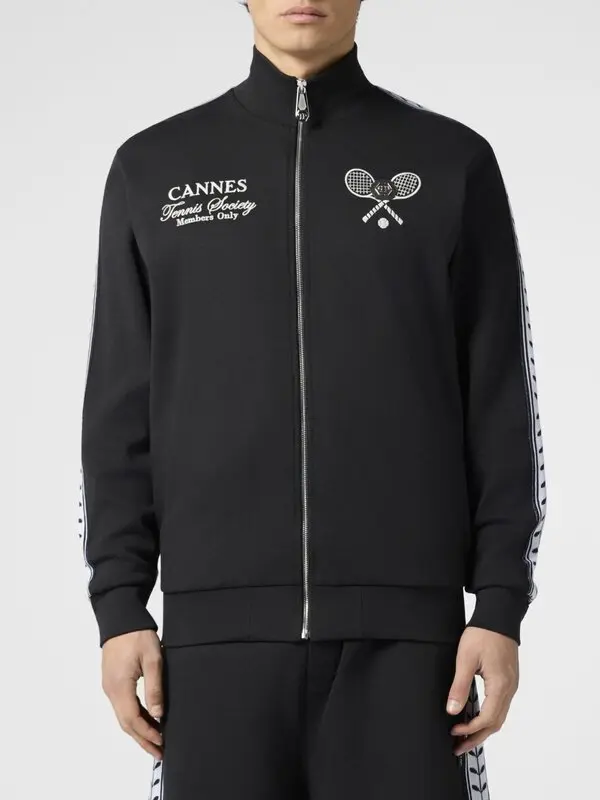 Philipp Plein Zip-up Jacket With Tennis Graphics - Black