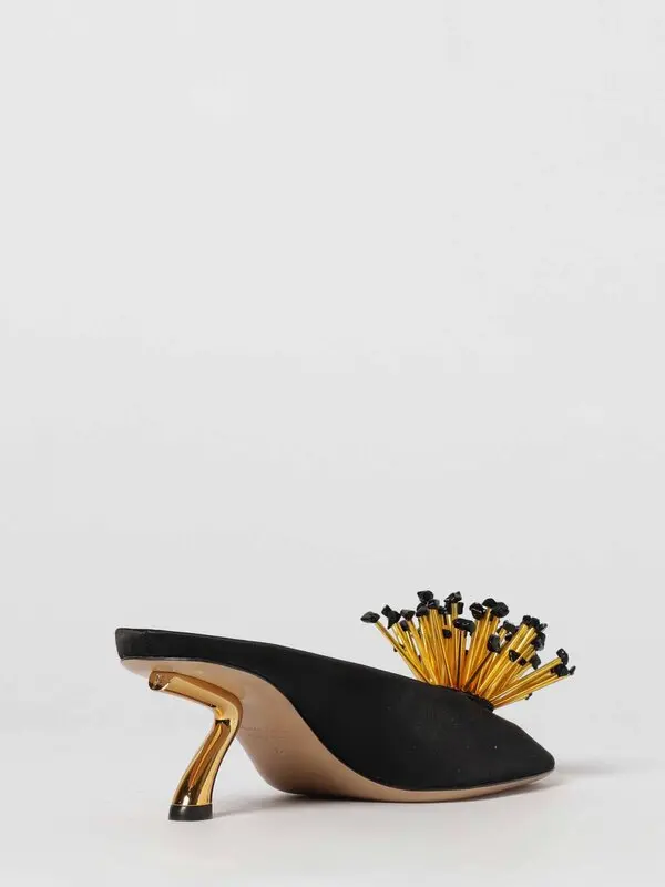 FERRAGAMO Embellished Satin Mules - Black