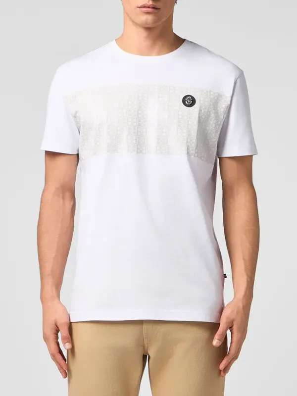 BILLIONAIRE Slim Fit Cotton T-shirt With Contrasting Logo On The Chest - White