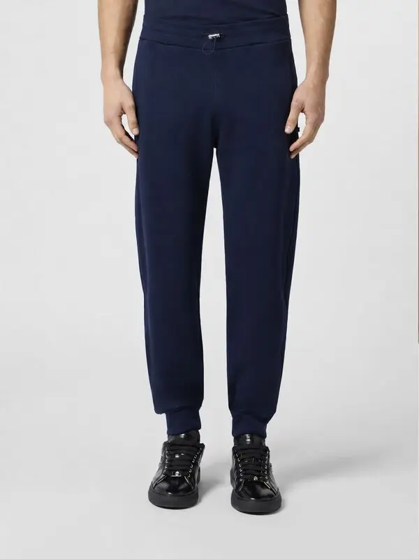 BILLIONAIRE Cotton Jogging Trousers With Elasticated Cuffs And Drawstring - Blue