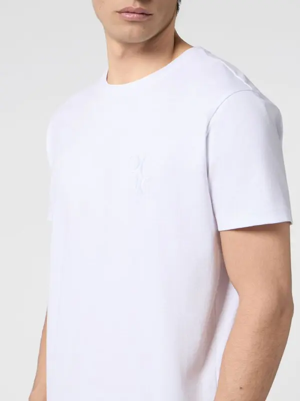 BILLIONAIRE Cotton Crewneck T-shirt With Tone-on-tone Embroidered Logo - White