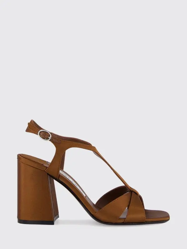 JIMMY CHOO Kesia Satin T-strap High Block Heel Sandals - Bronze
