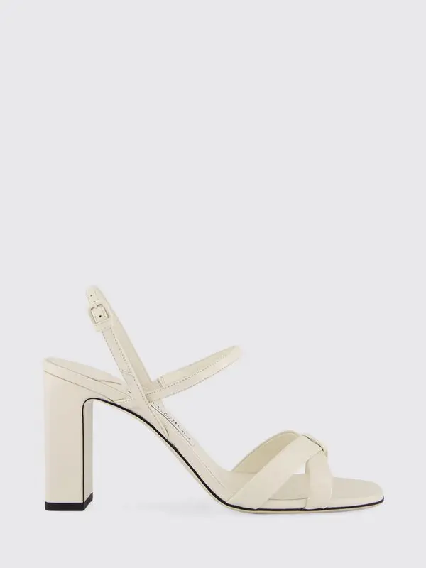 JIMMY CHOO Elsy Nappa Leather High Block Heel Sandals - Milk