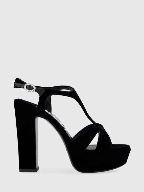 JIMMY CHOO Velvet Platform Sandals - Black