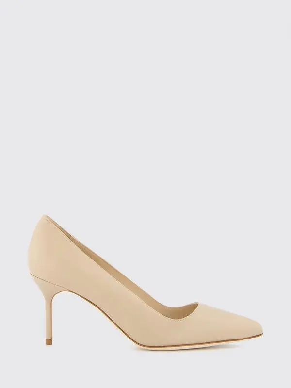 Manolo Blahnik Suede Almond-toe Pumps - Beige
