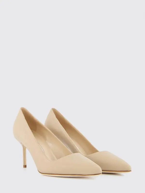 Manolo Blahnik Suede Almond-toe Pumps - Beige