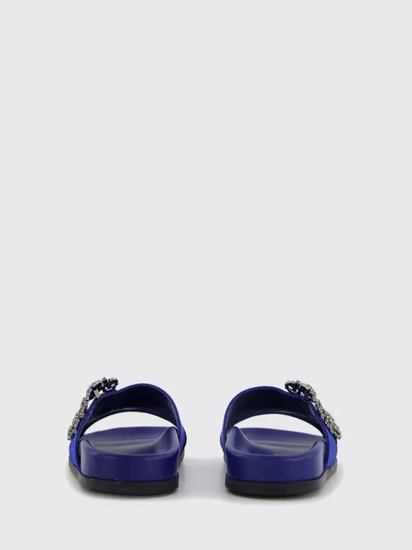Manolo Blahnik Flat Silk Slides With Jewelled Buckle Detail