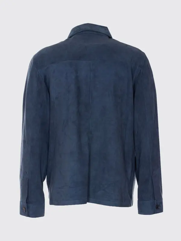 ARMA Suede Leather Shirt With French Collar And Patch Pockets