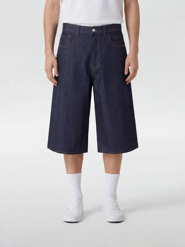 AMISH SUPPLIES Five-pocket Knee-length Denim Bermuda Shorts With Belt Loops - Blue