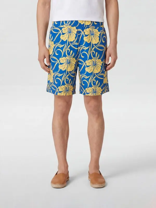 Drole De Monsieur Floral Print Technical Fabric Knee-length Shorts - Blue