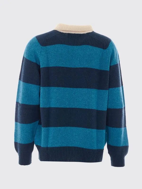 Howlin' Striped Long-sleeved Knit Polo In Lambswool And Cotton