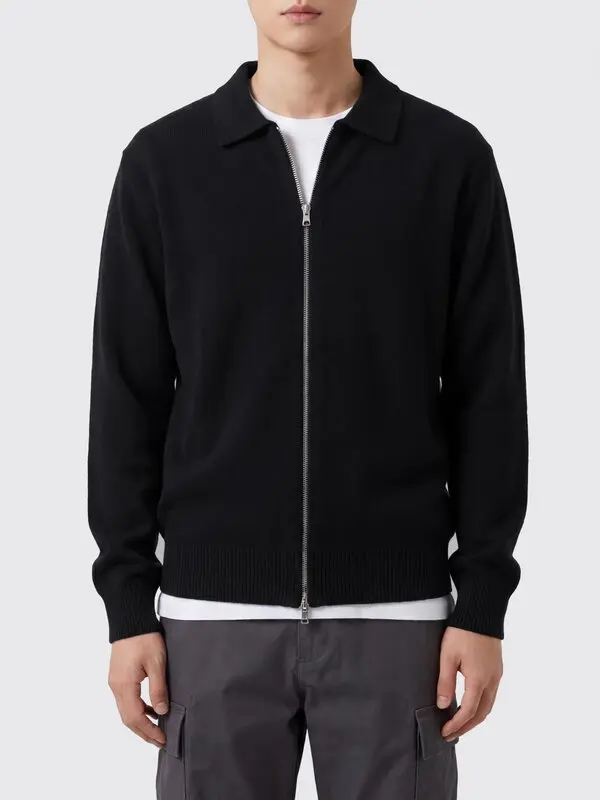Howlin' Pure Wool Zip-up Polo Collar Cardigan - Black
