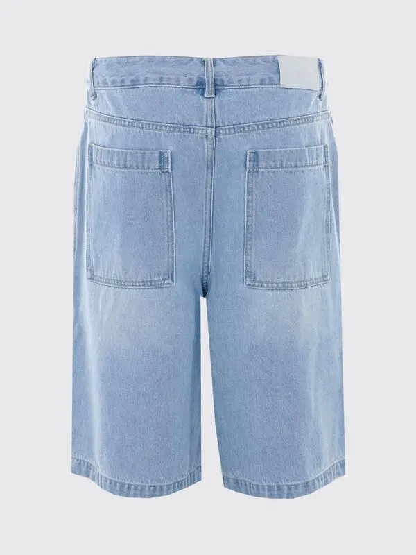 DUNST Cotton Denim Cargo Shorts With Flap Pockets And Belt Loops