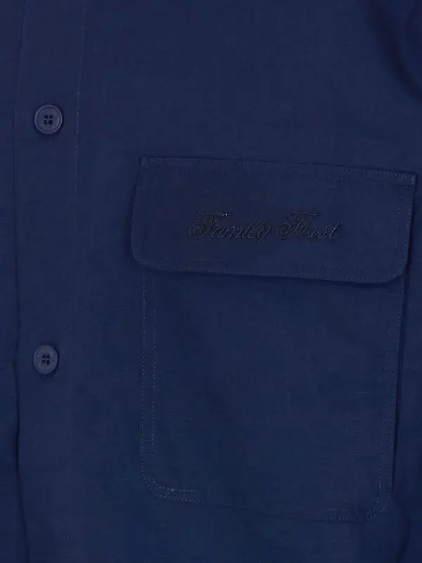 FAMILY FIRST Cotton Shirt Jacket With Dropped Shoulders And Logo