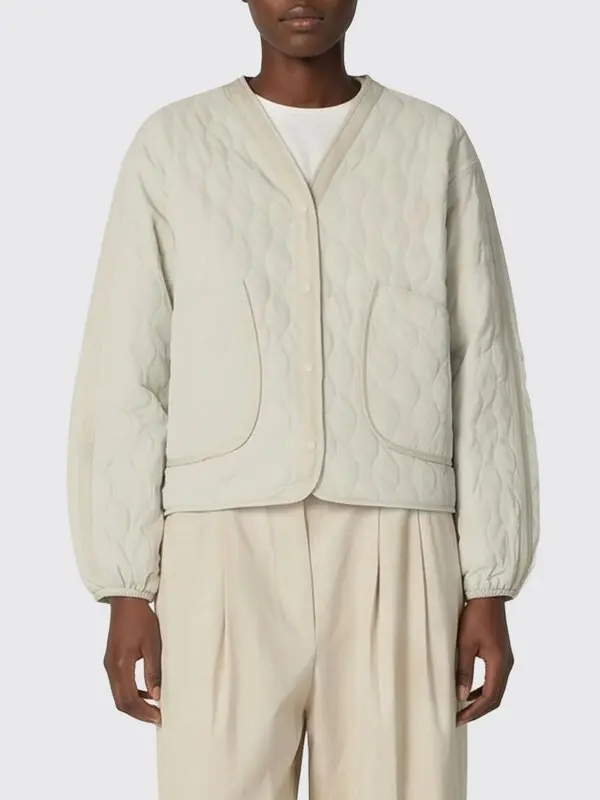 SAVE THE DUCK Short Quilted Jacket In Recycled Polyester With V-neck - Beige