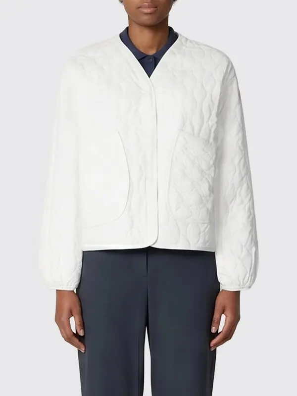SAVE THE DUCK Short Quilted Jacket In Recycled Polyester With V-neck - Cream