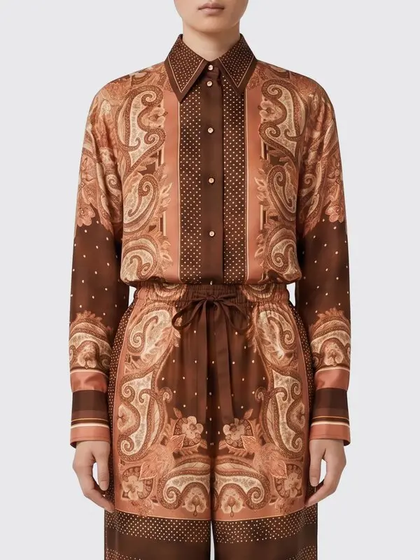 Zimmermann Ethnic Print Silk Shirt With French Collar - Multicolor