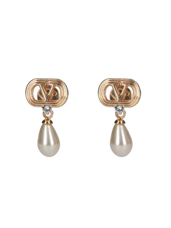 Valentino Garavani Vlogo Signature Drop Earrings With Pearl