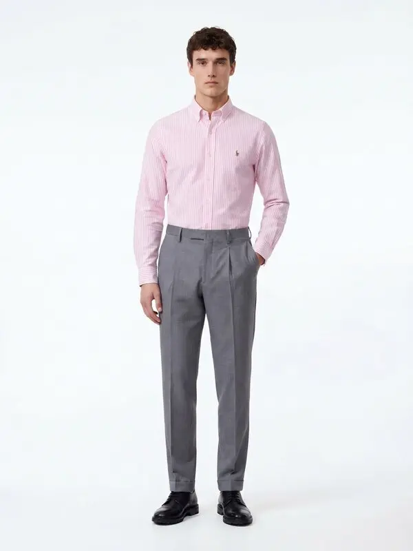 BRIGLIA 1949 Grey Virgin Wool Tailored Straight Pants