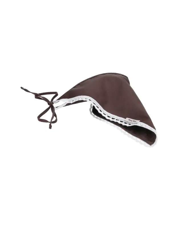 Miu Miu Cotton Headband With Lace And Crochet Details