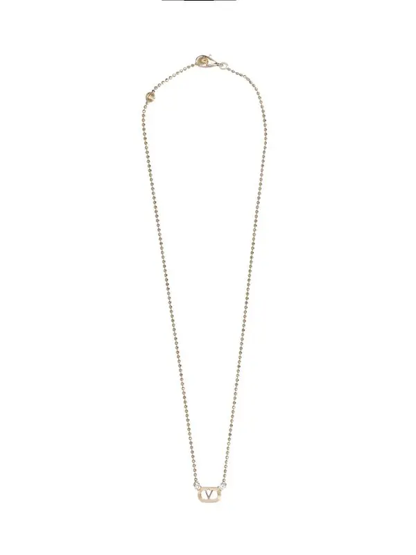 Valentino Garavani Vlogo Necklace With Crystal Detail - Gold