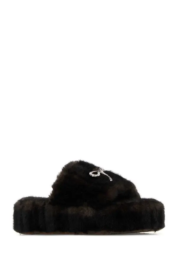 Balenciaga Dark Eco Fur Slippers