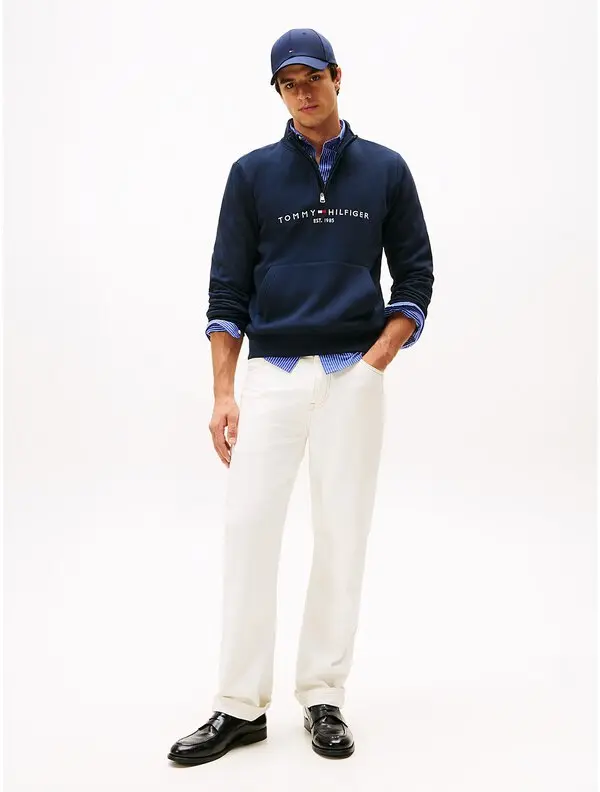 Tommy Hilfiger Quarter-zip Sweatshirt With Embroidered Logo