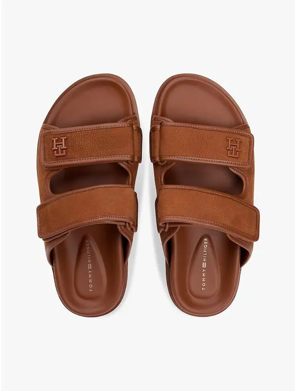 Tommy Hilfiger Nubuck Leather Double-strap Slide Sandals