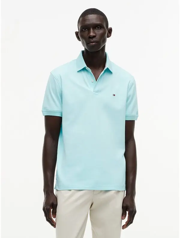 Tommy Hilfiger Regular Fit Stretch Tommy Polo - Soft Turquoise