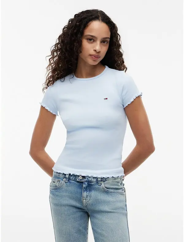 Tommy Hilfiger Ribbed Lettuce-trim T-shirt
