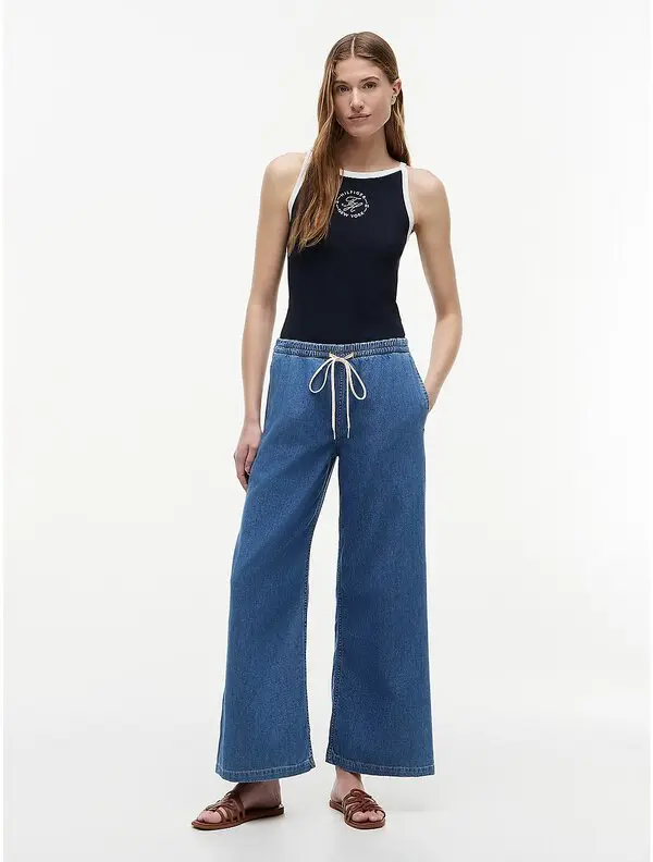 Tommy Hilfiger Mid-rise Wide-leg Pull-on Jeans - Blue